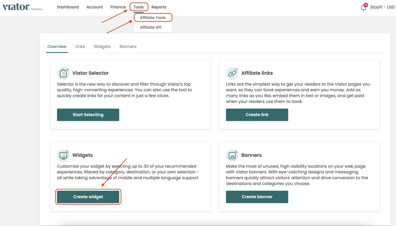 Adding a Viator tile to your HomePage