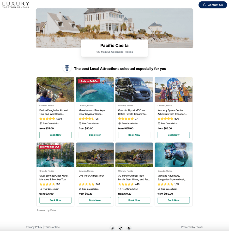 Adding a Viator tile to your HomePage
